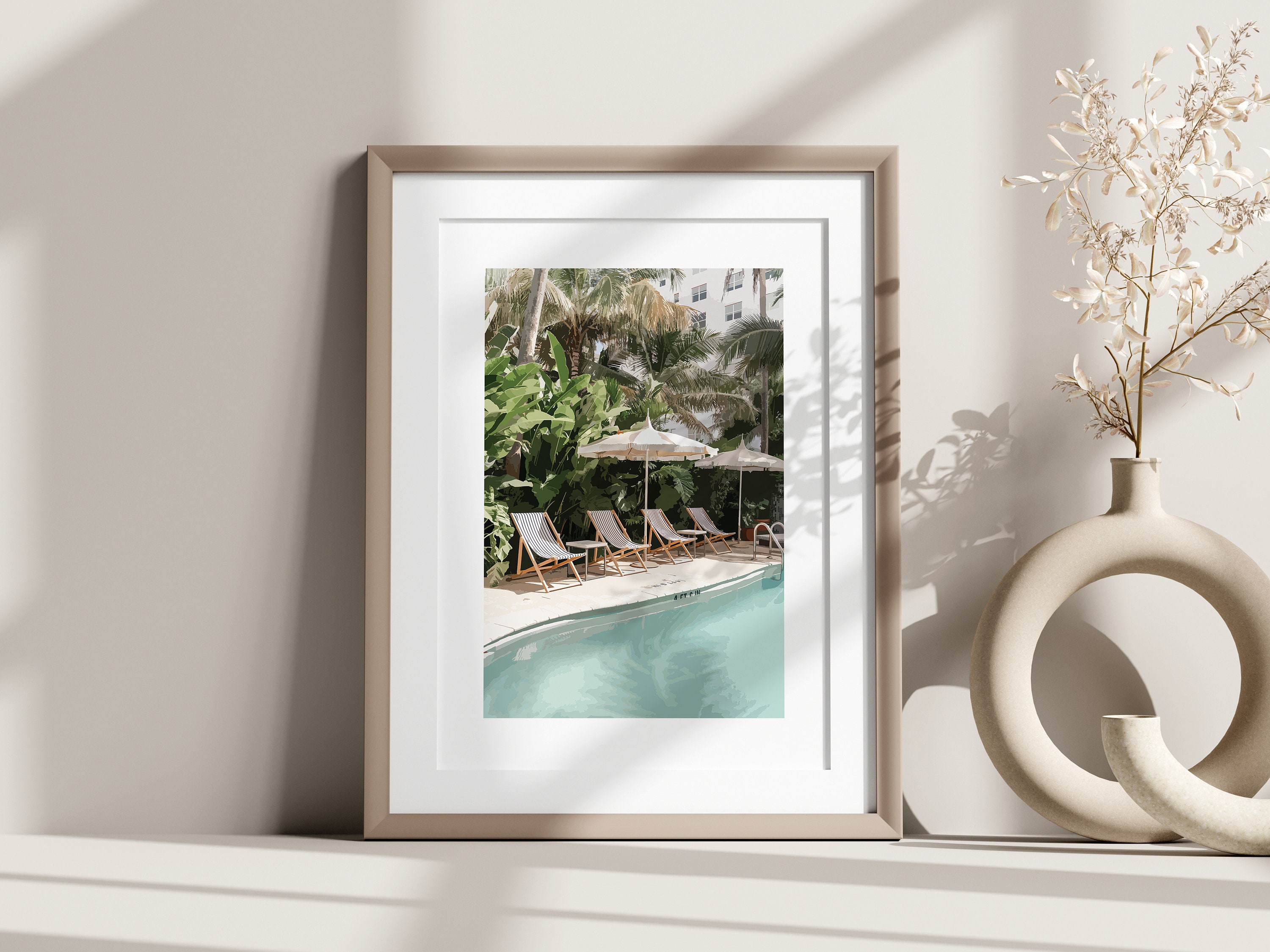 Vintage Miami Resort Pool Art Print Tropical Resort Art - Etsy