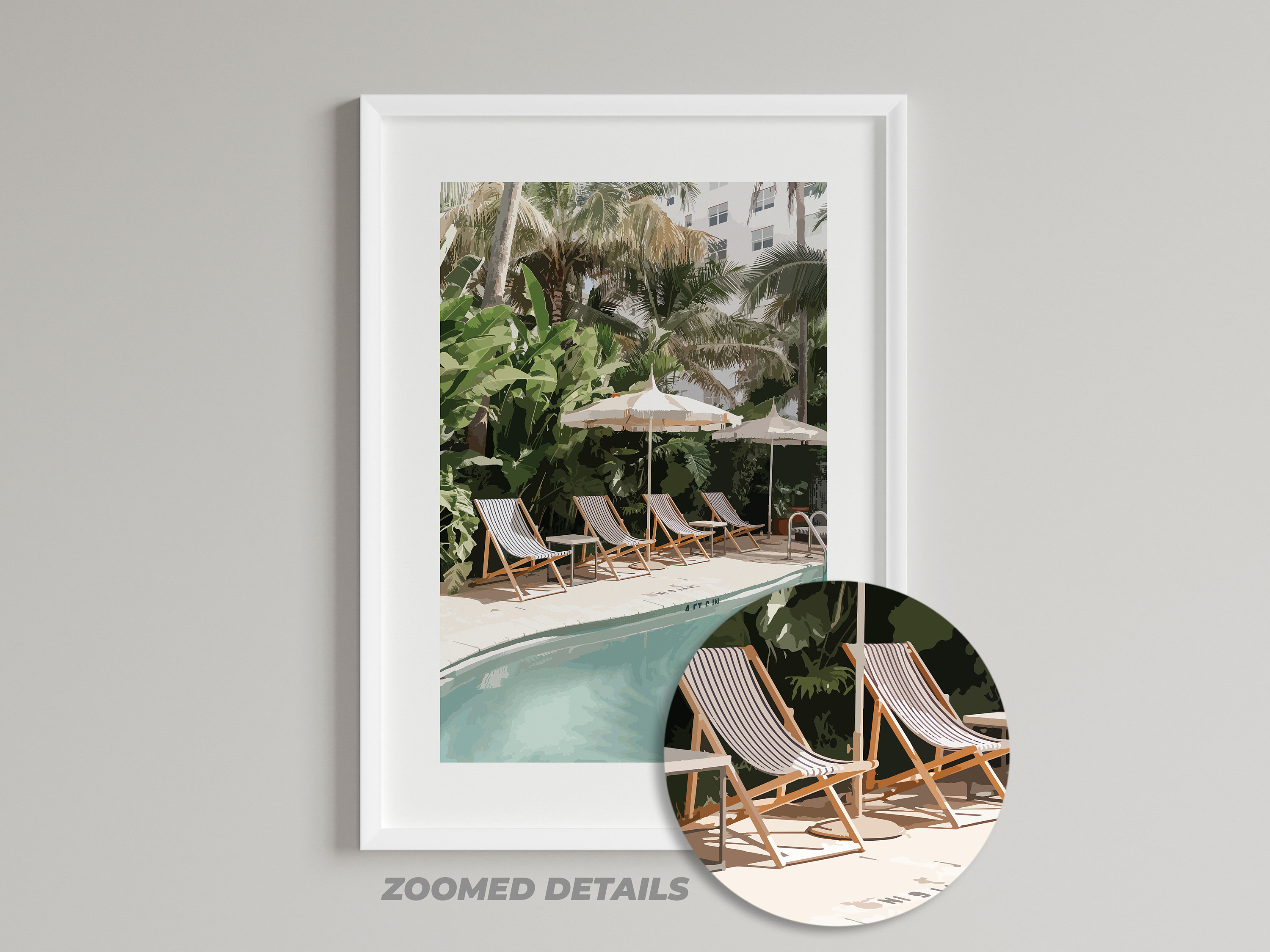 Vintage Miami Resort Pool Art Print: Tropical Aquamarine Artwork ...