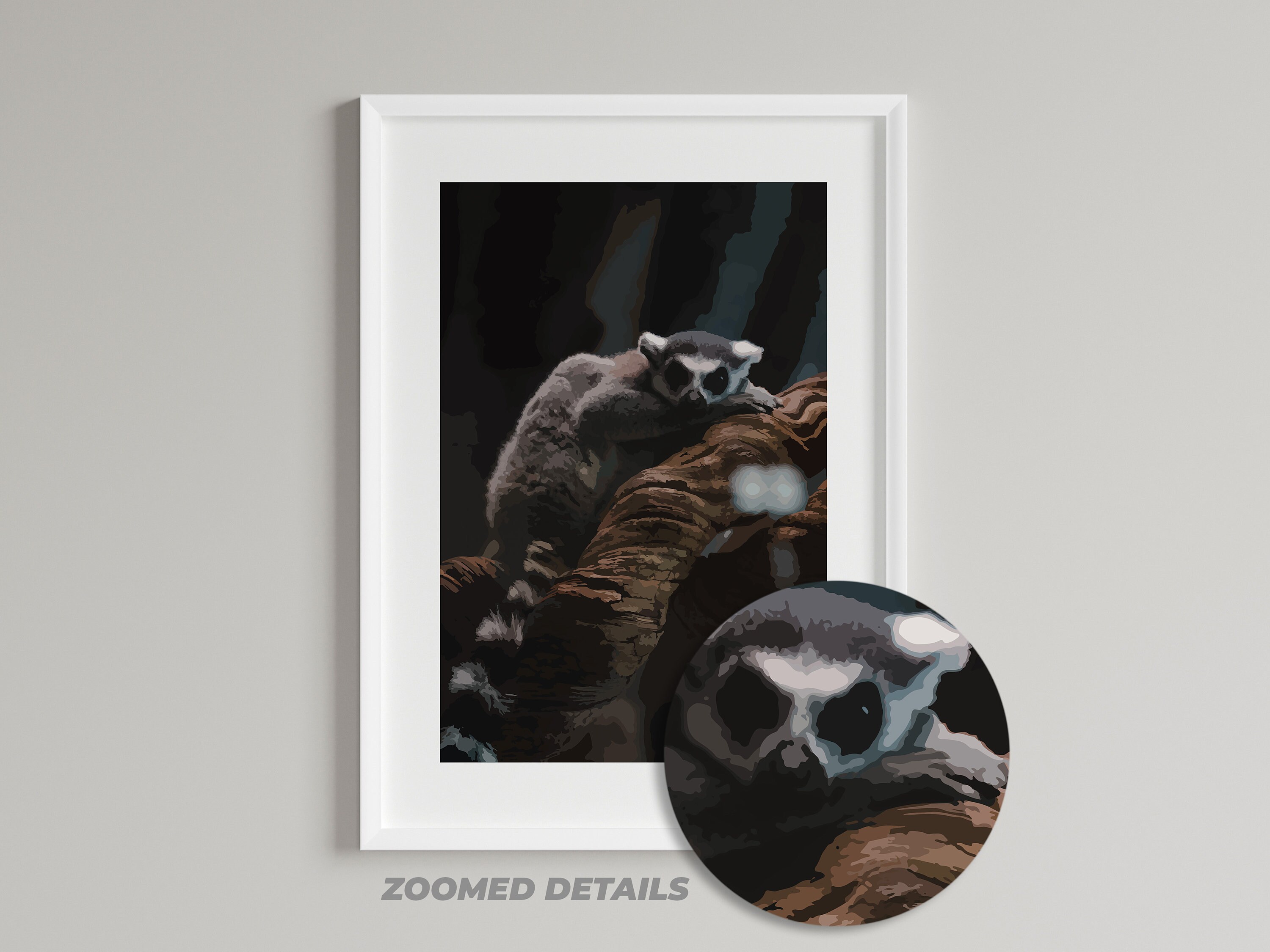Ring Tail Lemur Laying on a Branch Art Print, Art Print, Boho Wall Art ...