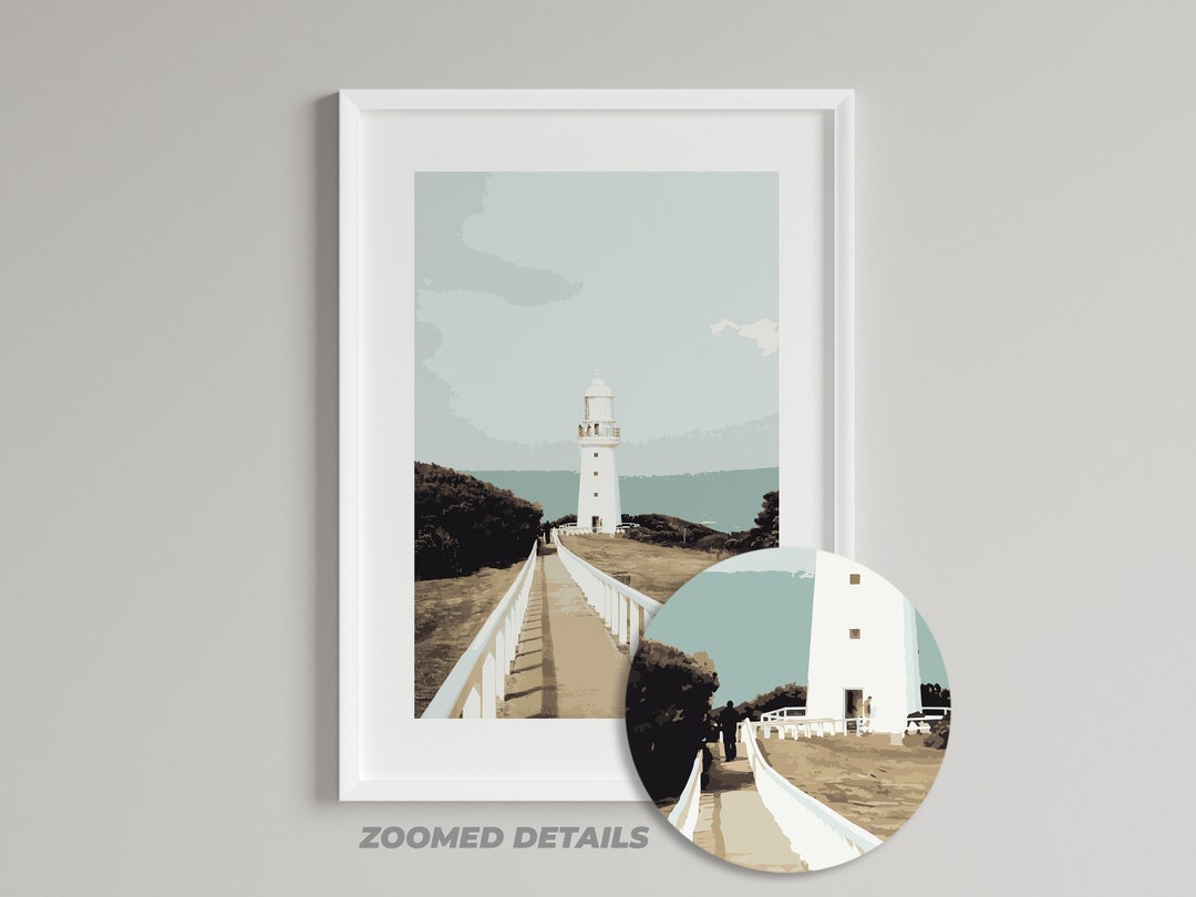 Vintage Lighthouse Art Print, Retro Color Art Poster, Coastal Wall ...
