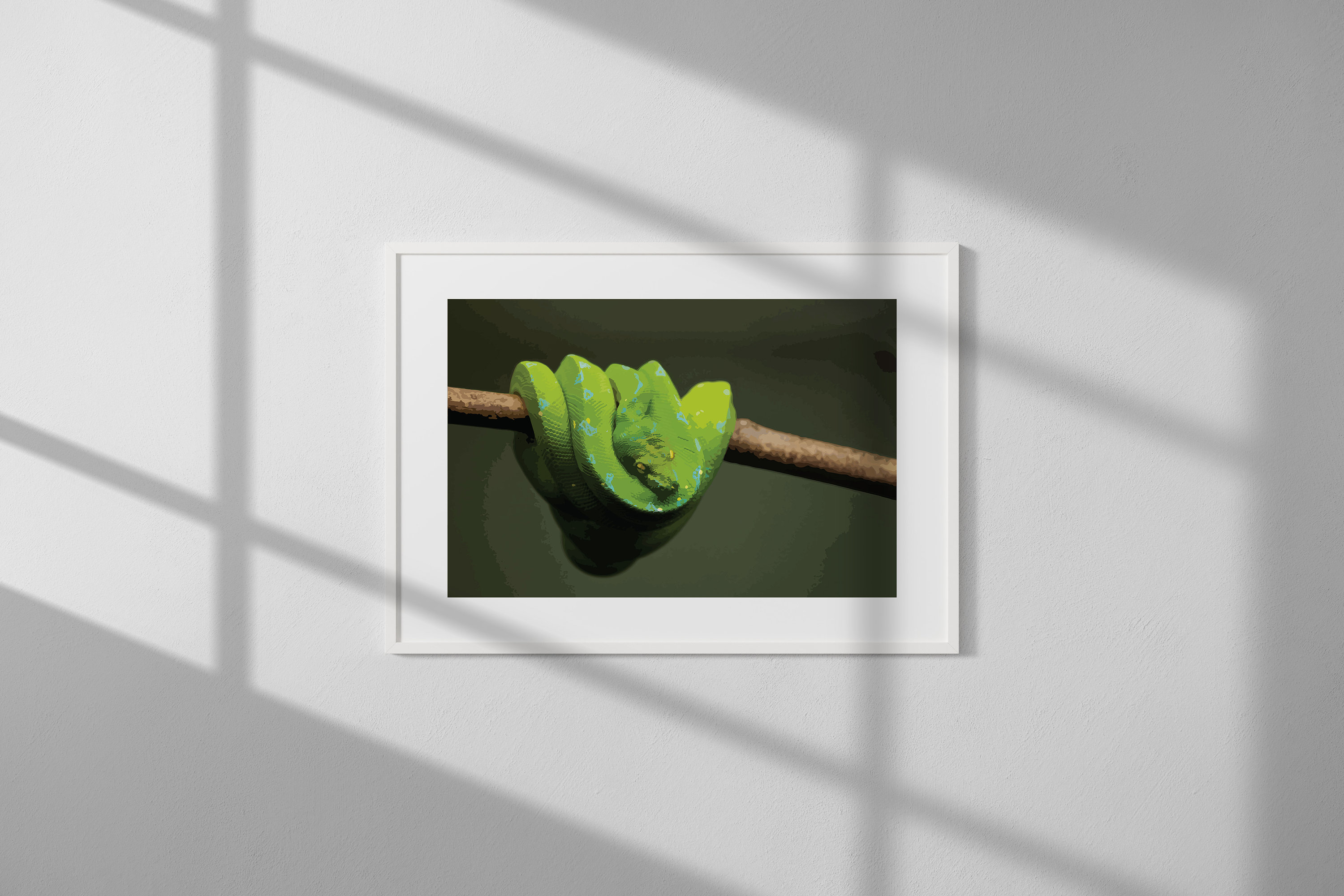 Green Tree Python Art Print, Art Print, Boho Wall Art, Modern Abstract ...