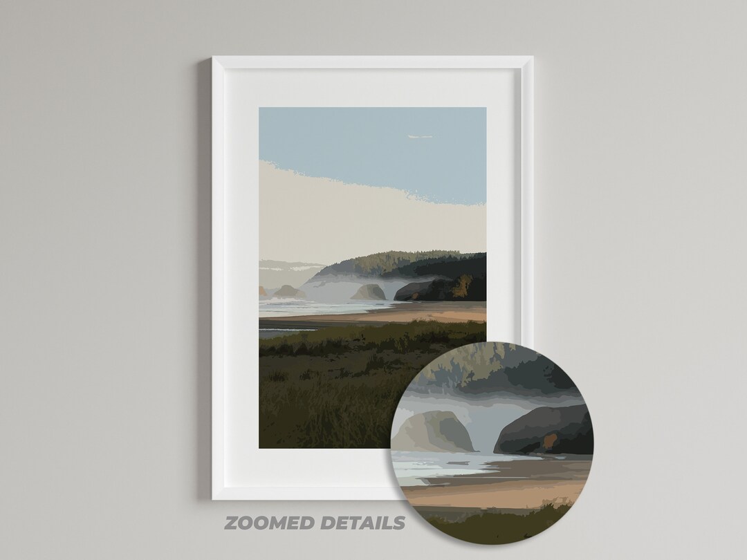 Pacific Northwest Beach Art Print, Cannon Beach Oregon Art Poster ...