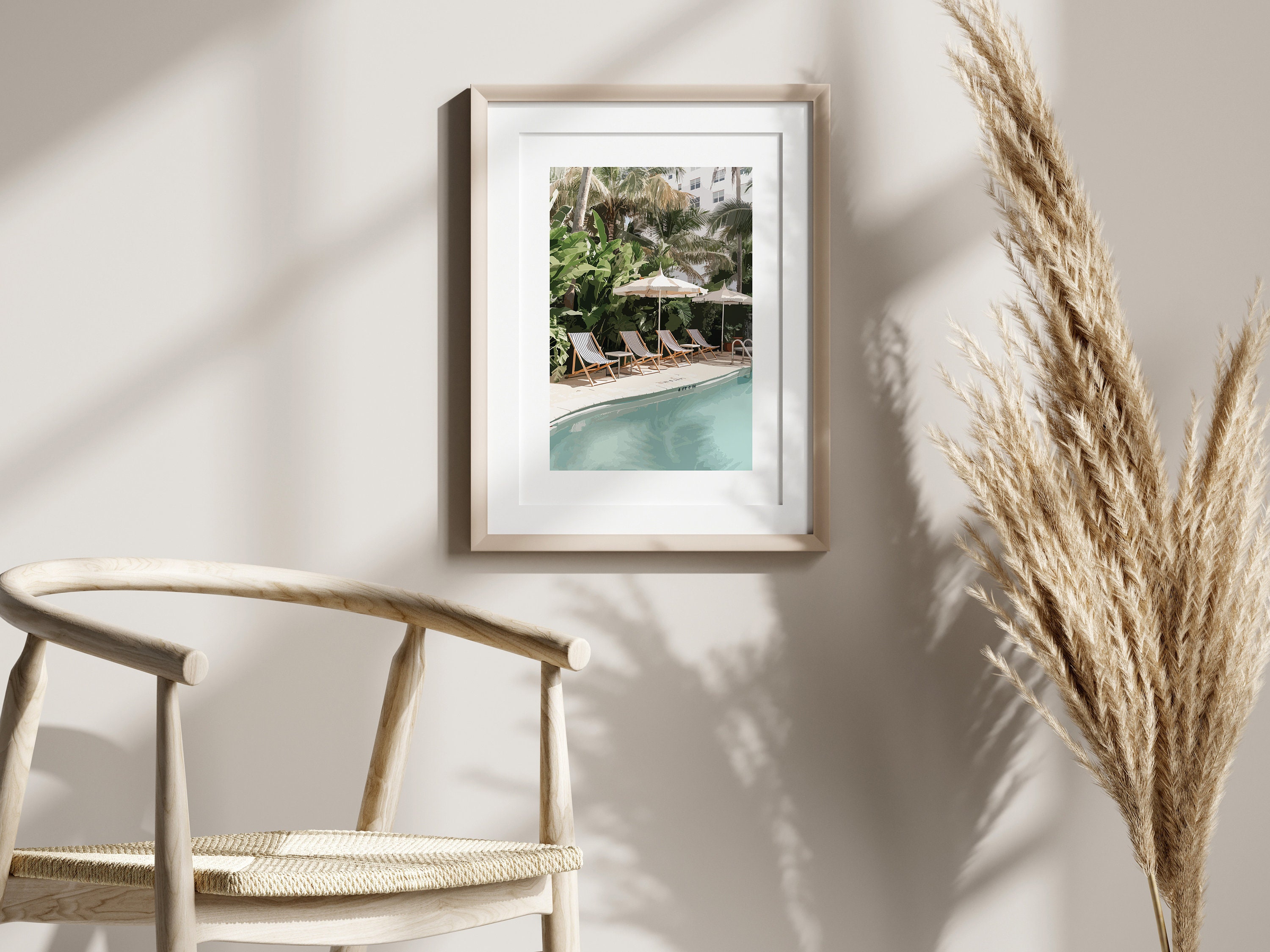 Vintage Miami Resort Pool Art Print Tropical Resort Art - Etsy