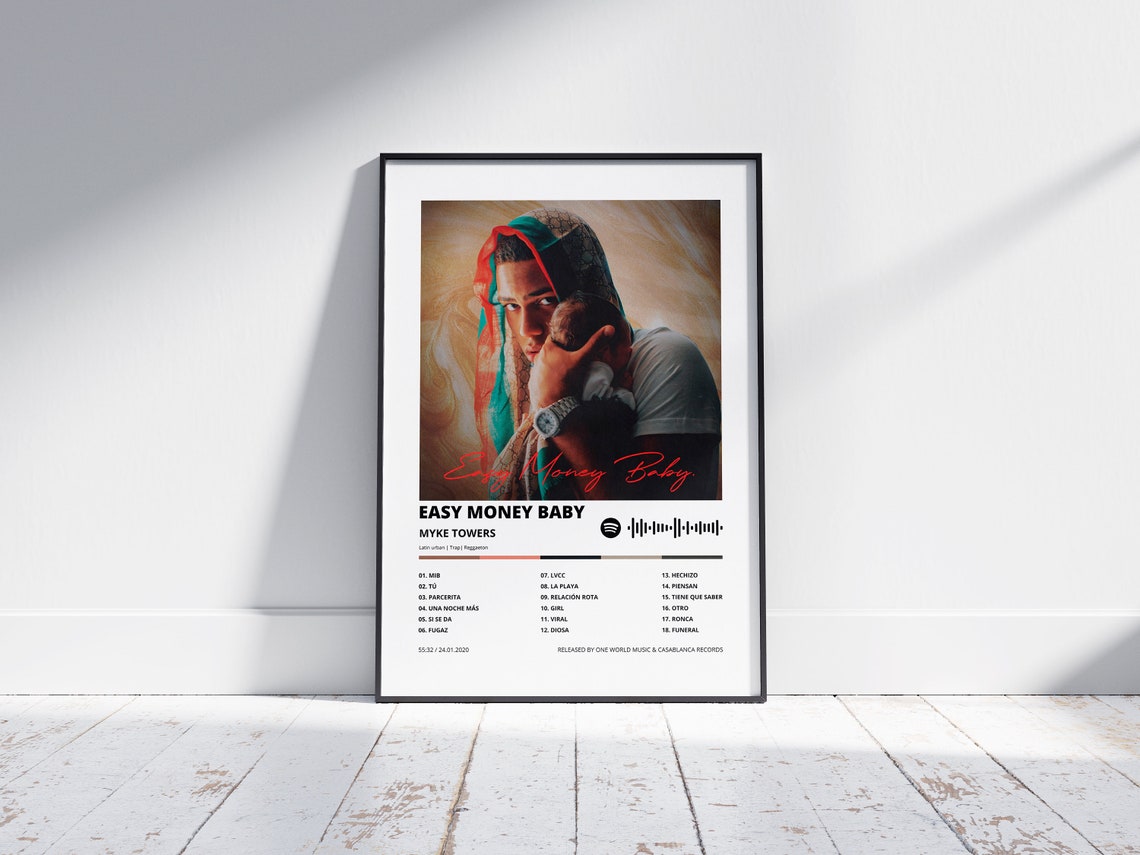 Easy Money Baby, Myke Towers, Digital Printable, Poster, Album Cover ...