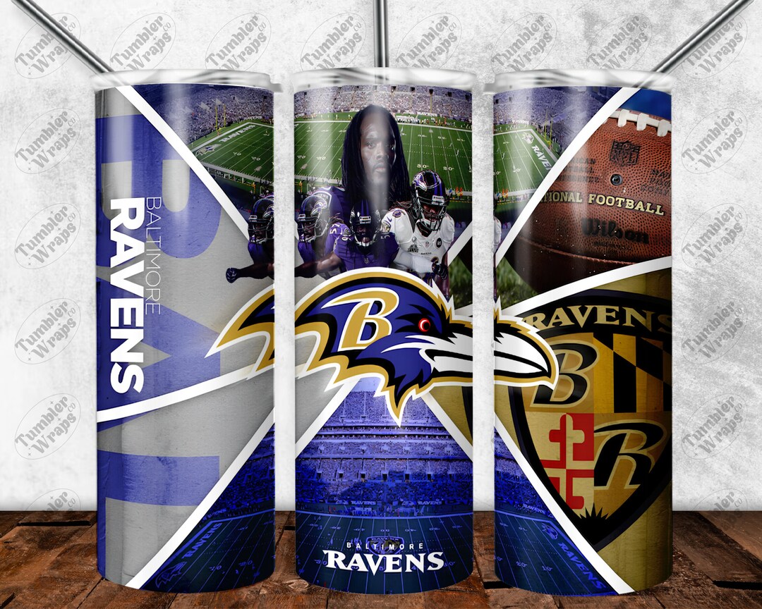 Raven Football 20oz Skinny Tumbler Wrap Design Sublimation, 20oz ...