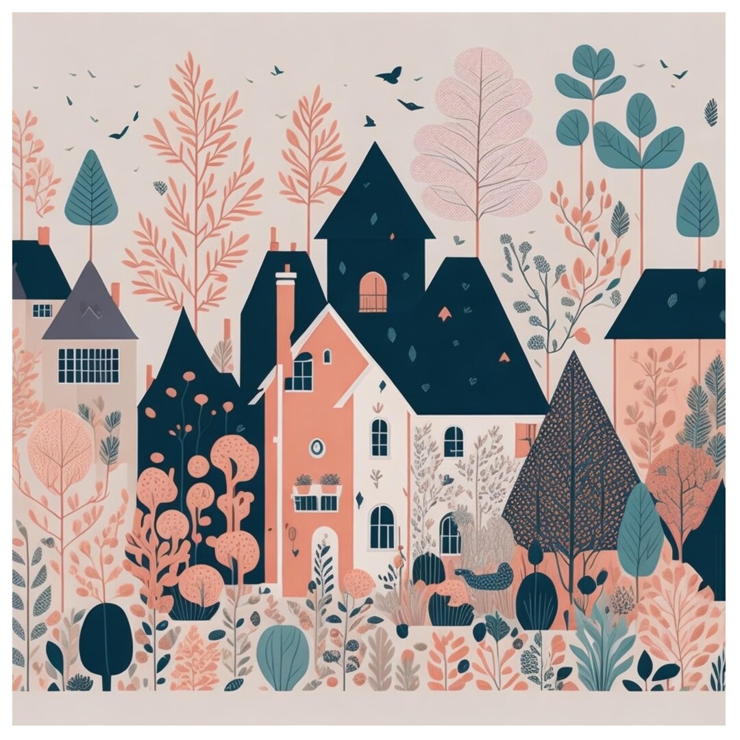 Whimsical House Digital Print, Instant Download Wall Art, Cute Home ...