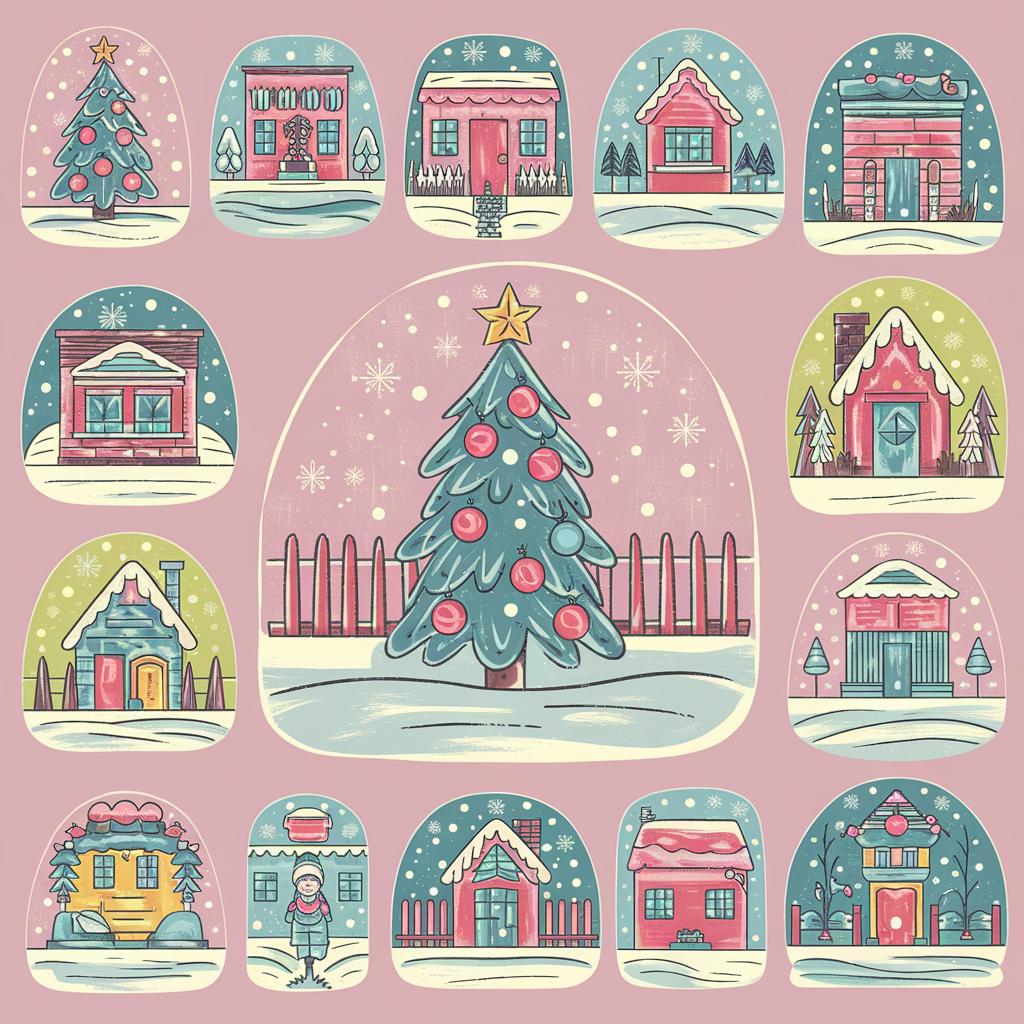 Christmas Winter Village Digital Illustration, Holiday Clipart Set ...