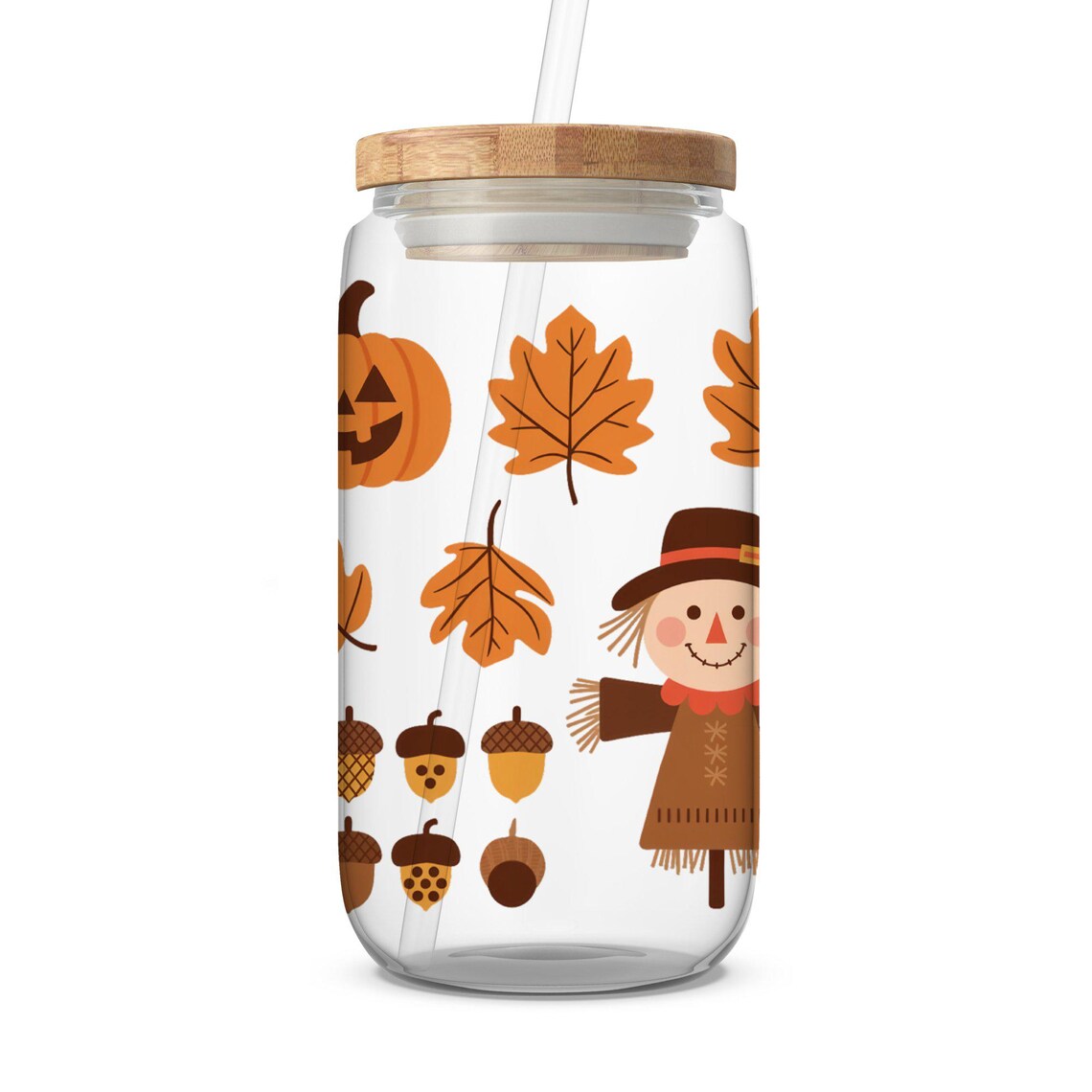Fall Harvest Clipart Pumpkin Scarecrow Acorn Autumn Leaves Instant ...