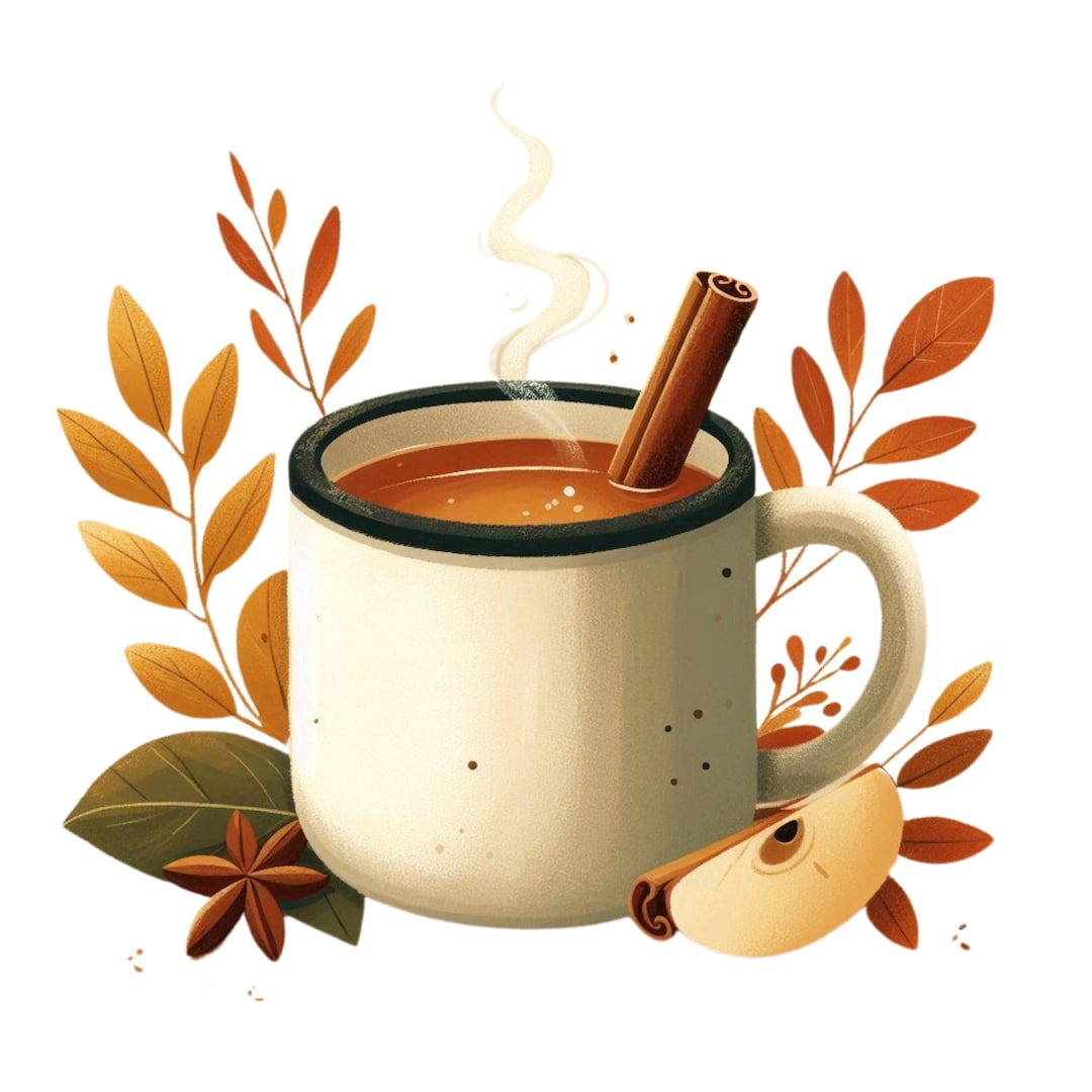 Cozy Autumn Mug Art, Warm Fall Drink Digital Print, Cinnamon Apple ...