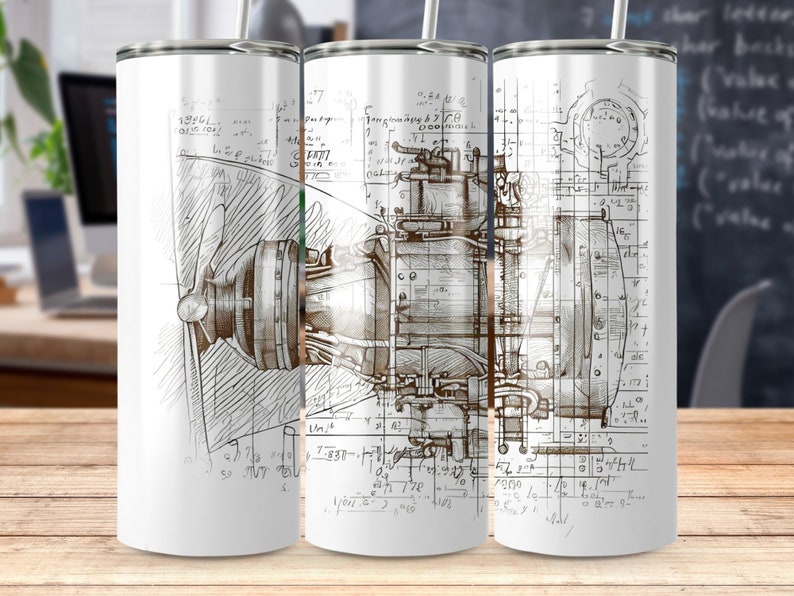 Vintage Airplane Engine Blueprint Art Print, Aviation Mechanics Drawing ...