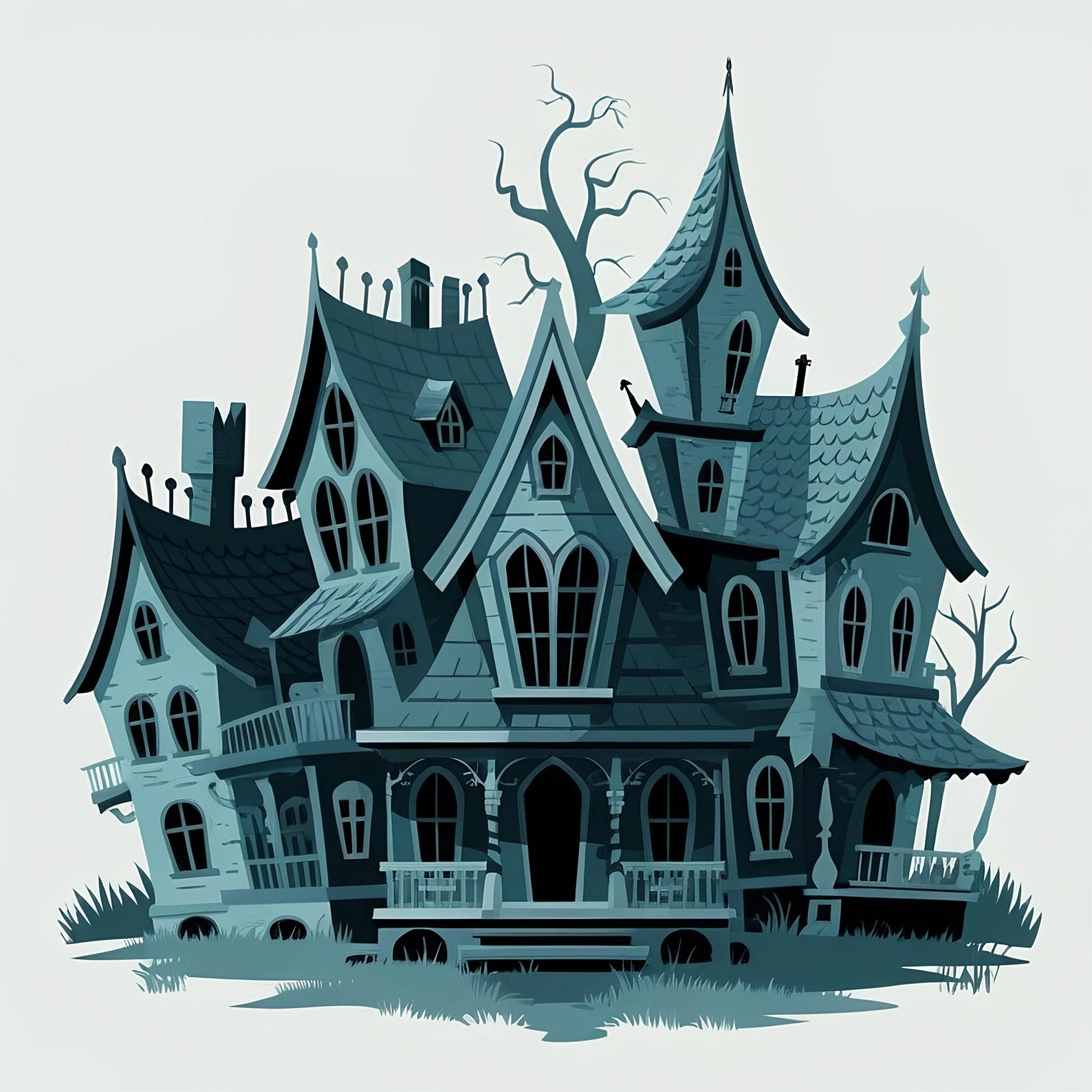 Spooky Haunted House Digital Image, Halloween Clipart, Victorian House ...