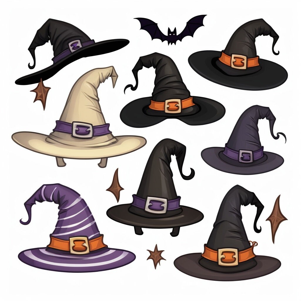 Halloween Witch Hats Clipart, Digital Download, Halloween Party ...