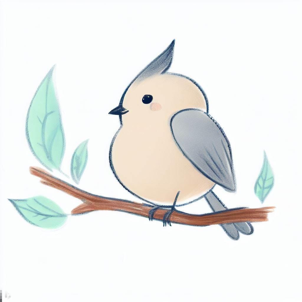 Cute Bird Illustration Digital Download, Hand-drawn Bird on Branch Art ...