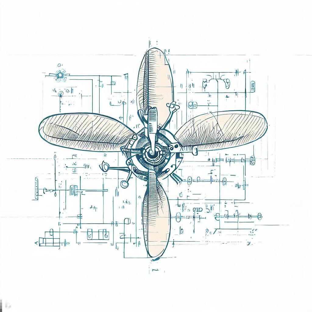Vintage Airplane Propeller Blueprint Art, Aviation Decor Print ...