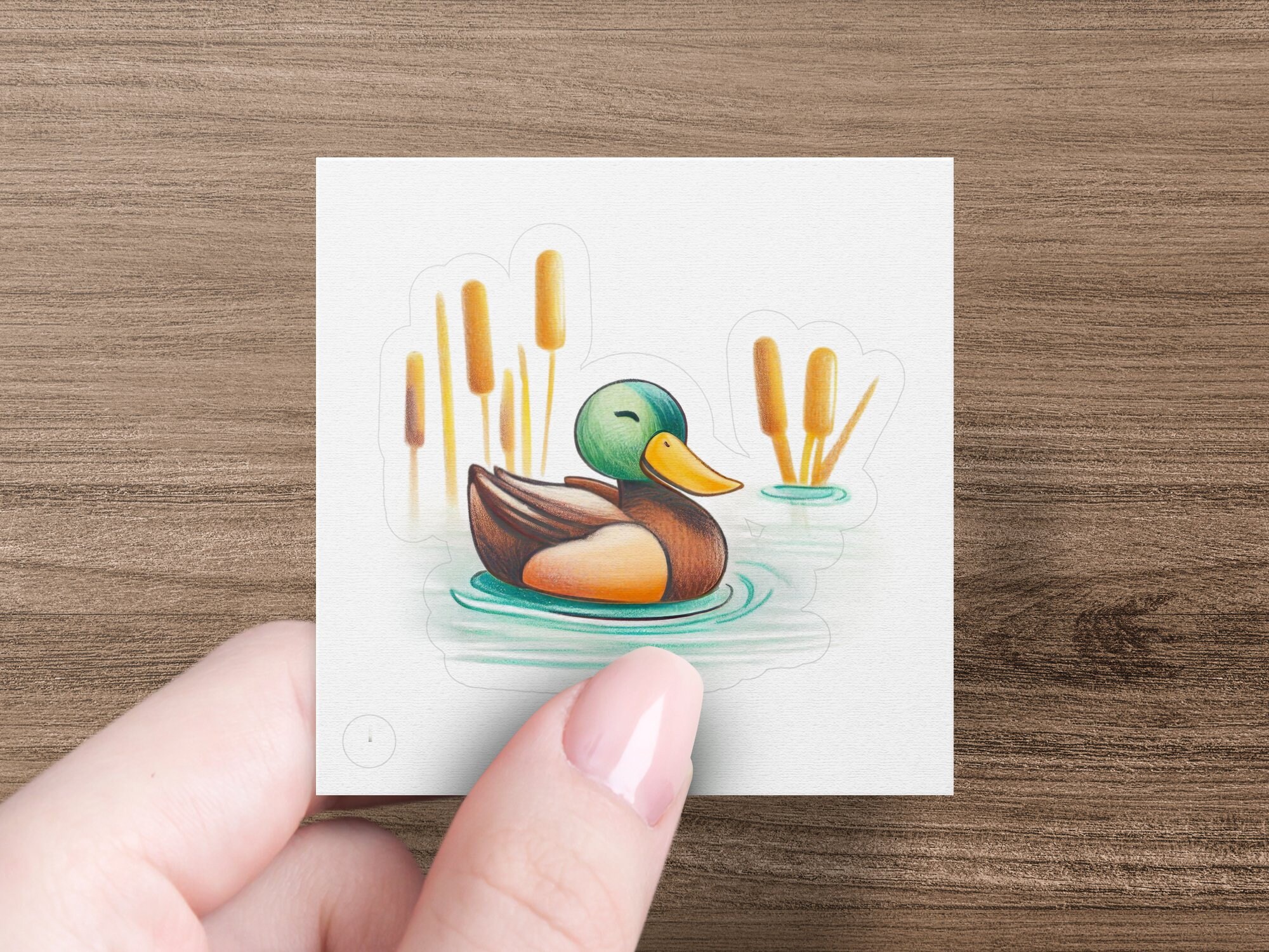 Adorable Floating Duck Digital Art Print, Cute Duck Illustration for ...
