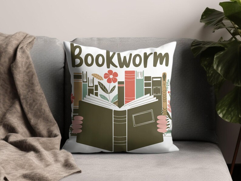 Bookworm Digital Art Print, Book Lover Wall Decor, Reading Enthusiast ...