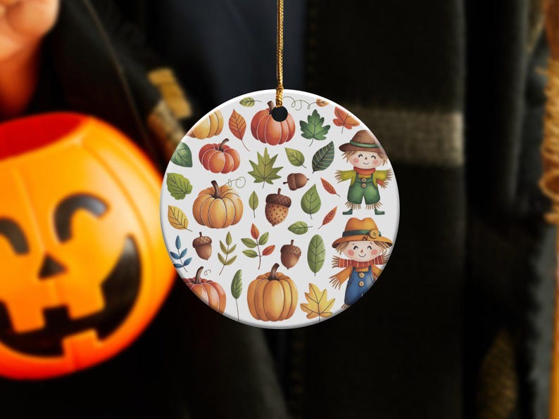 Fall Harvest Clipart, Autumn Pumpkins and Leaves, Cute Scarecrow ...