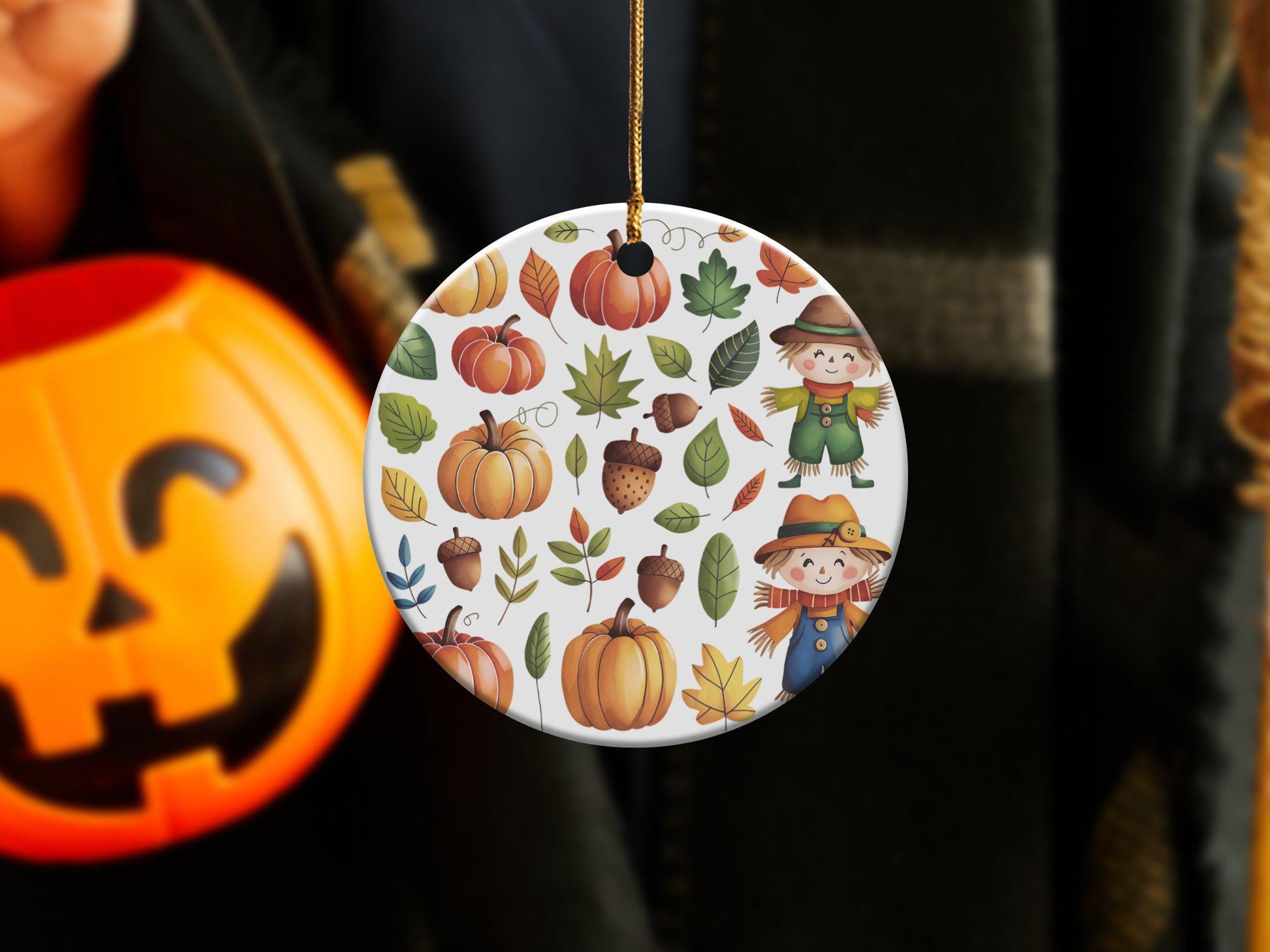 Fall Harvest Clipart, Autumn Pumpkins and Leaves, Cute Scarecrow ...