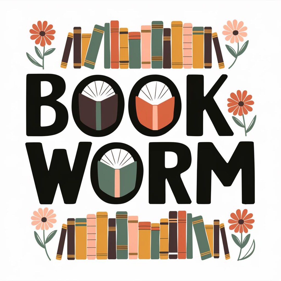 Bookworm Digital Print, Book Lover Wall Art, Literary Decor, Library ...