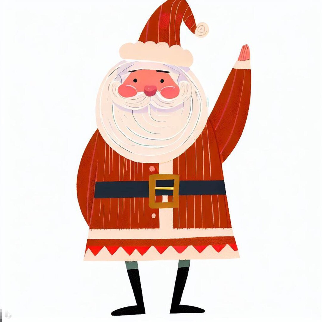 Christmas Santa Claus Digital Art Print, Holiday Santa Illustration ...