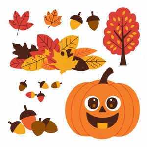Fall Pumpkin Leaves, Autumn Clipart, Digital Download, Fall Decor ...