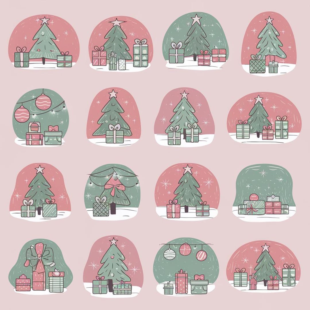 Christmas Clip Art, Digital Download, Holiday Illustrations, Cute ...