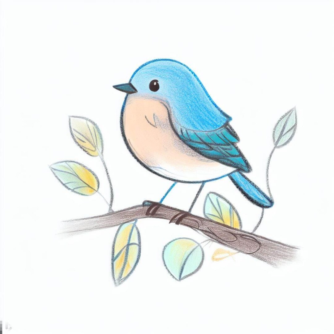 Cute Bluebird Illustration, Watercolor Bird Art Print, Digital Download ...