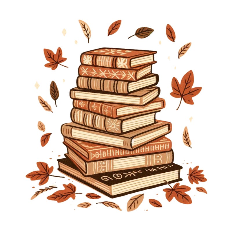 Autumn Book Stack Art Print, Cozy Fall Decor, Digital Wall Art, Vintage ...