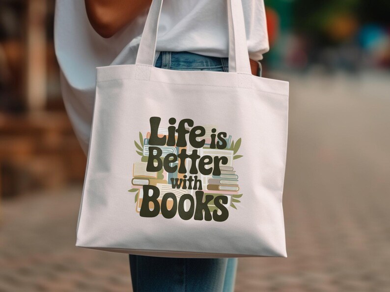 Life is Better With Books Printable Wall Art, Book Lover Gift, Library ...