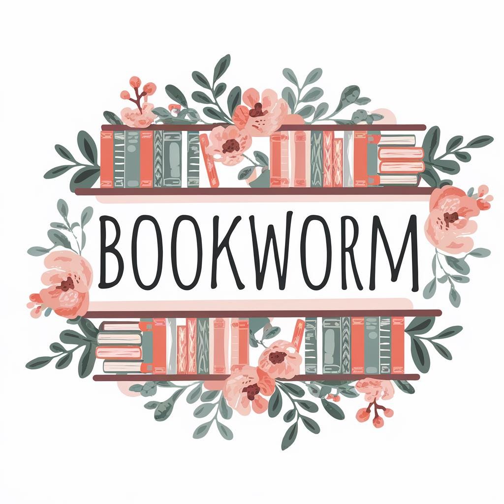Bookworm Wall Art Print, Digital Download, Floral Bookshelf Decor ...
