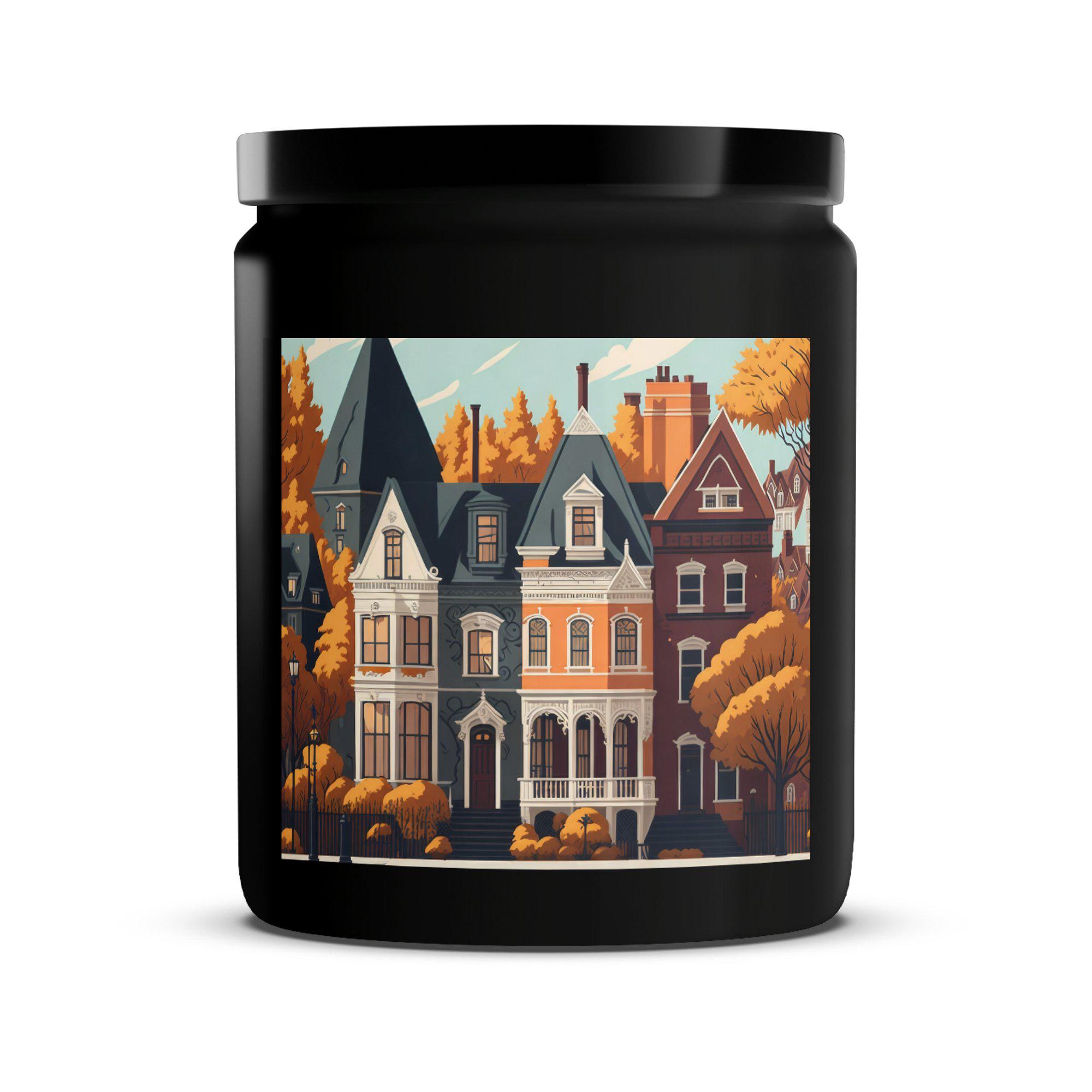Autumn Victorian Houses Digital Art Print, Fall Themed House ...