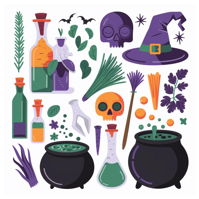 Halloween Potion Clipart, Spooky Skull Graphics, Witchcraft Digital ...