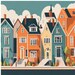 Charming Colorful House Prints, Digital Download Art, Vibrant Home ...
