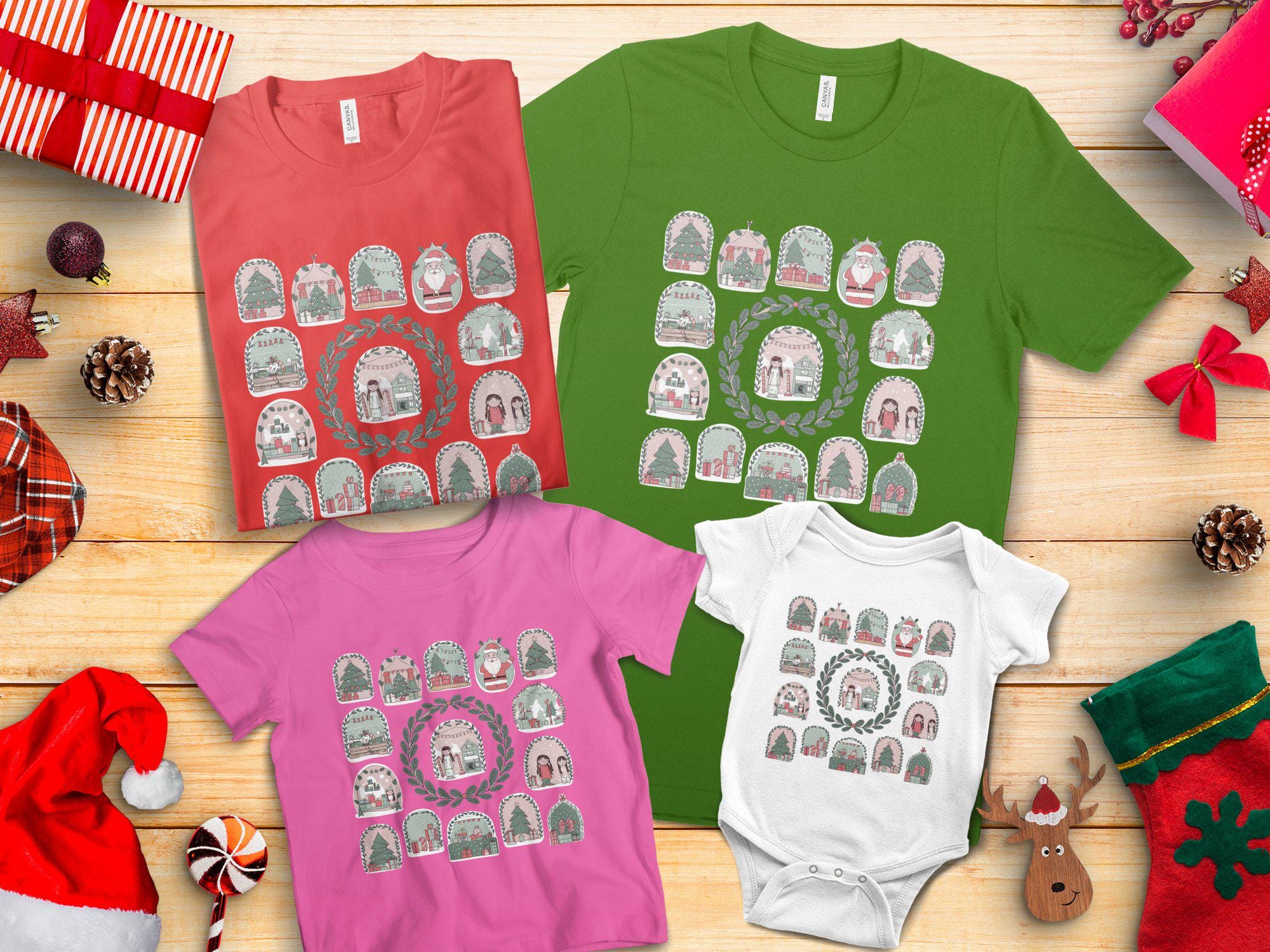 Christmas Clipart Bundle, Cute Christmas Illustrations, Hand-drawn ...