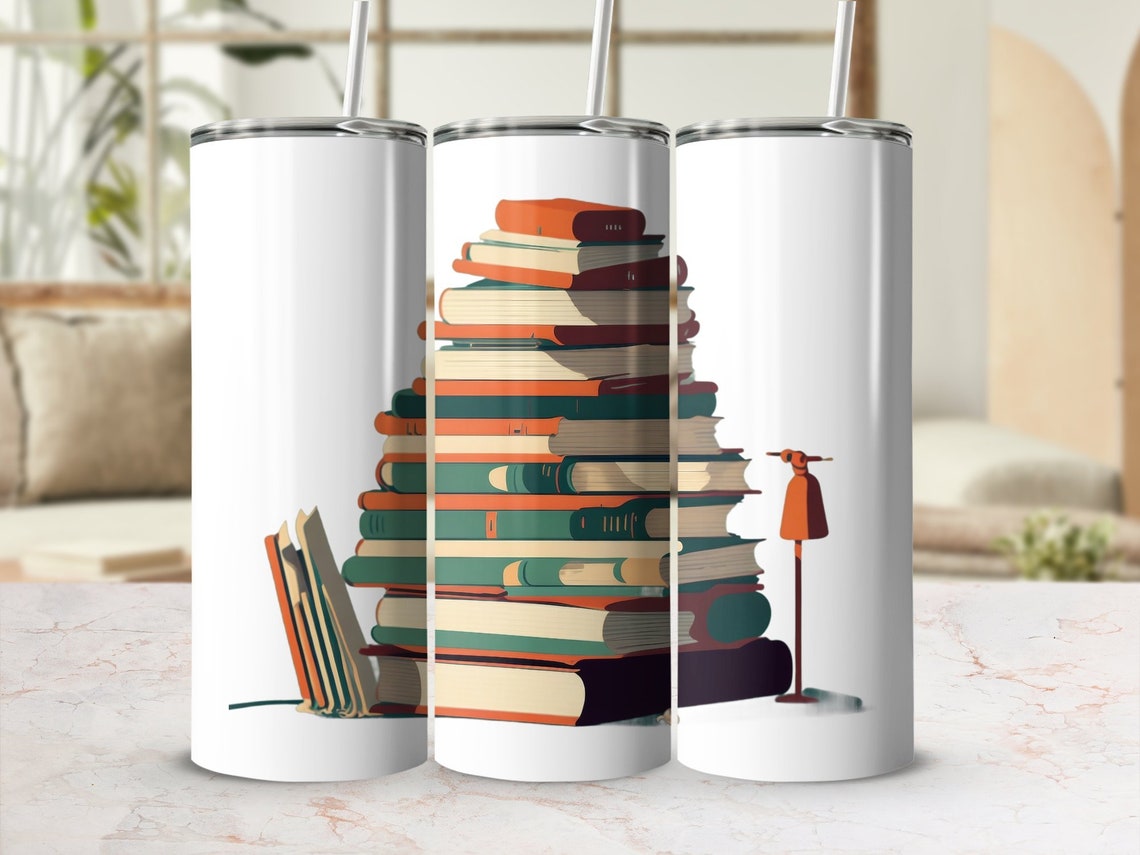 Vintage Books Illustration, Retro Book Stack Print, Library Art ...
