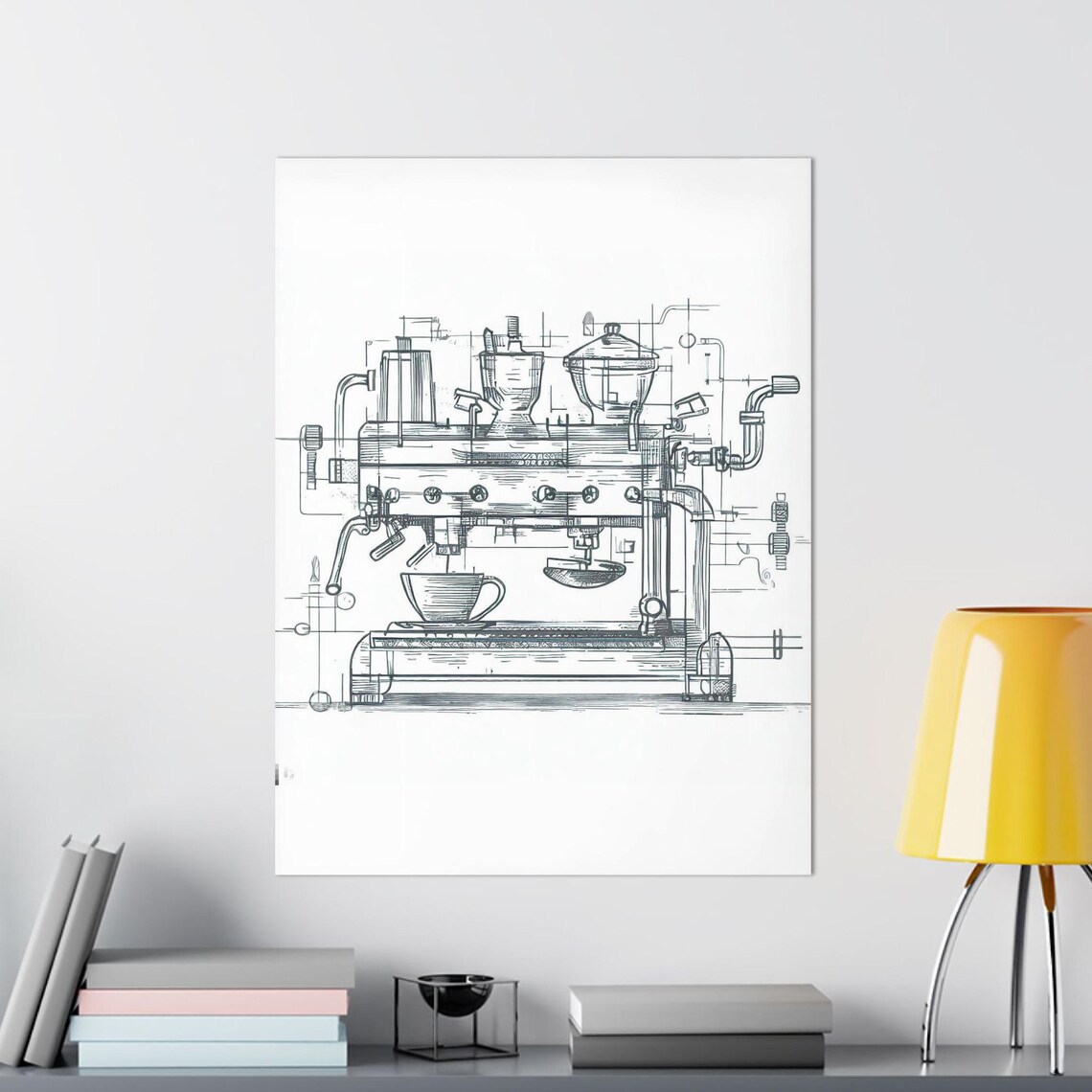 Espresso Machine Sketch Digital Download, Coffee Maker Blueprint Art ...