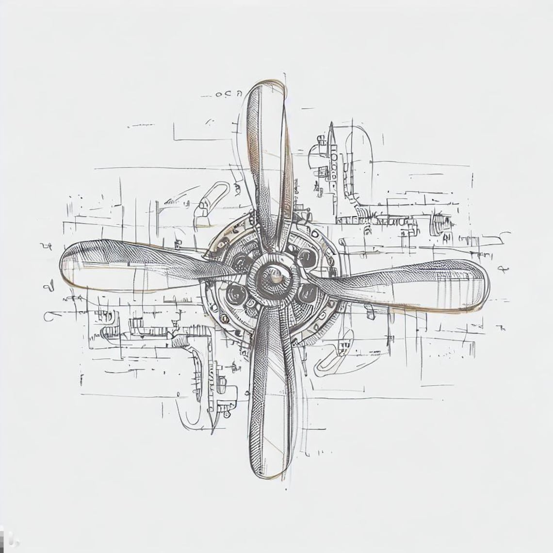 Vintage Airplane Propeller Blueprint, Aviation Art Print, Antique ...