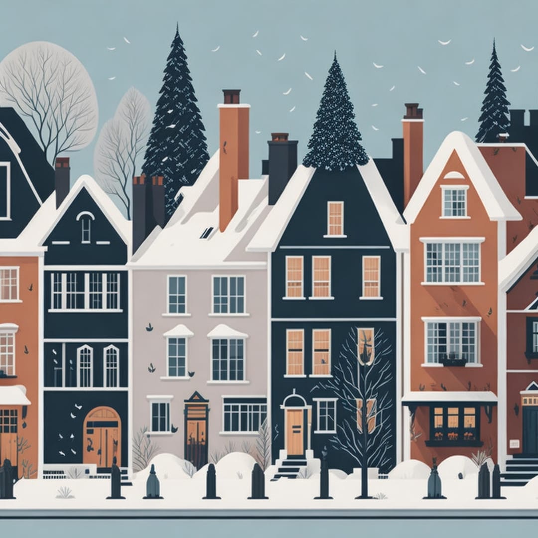 Winter Village Digital Art, Snowy Town Wall Art, Christmas Village ...