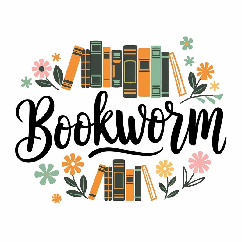 Bookworm Digital Art Print, Home Decor, Instant Download, Library Wall ...