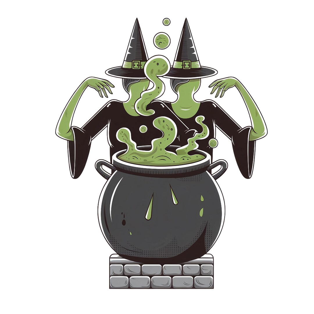 Witch Cauldron Clipart, Witch Sisters Illustration, Halloween PNG ...