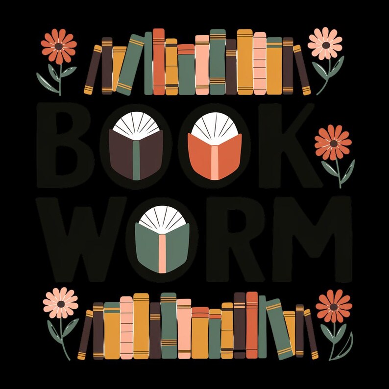 Bookworm Digital Print, Book Lover Wall Art, Literary Decor, Library ...