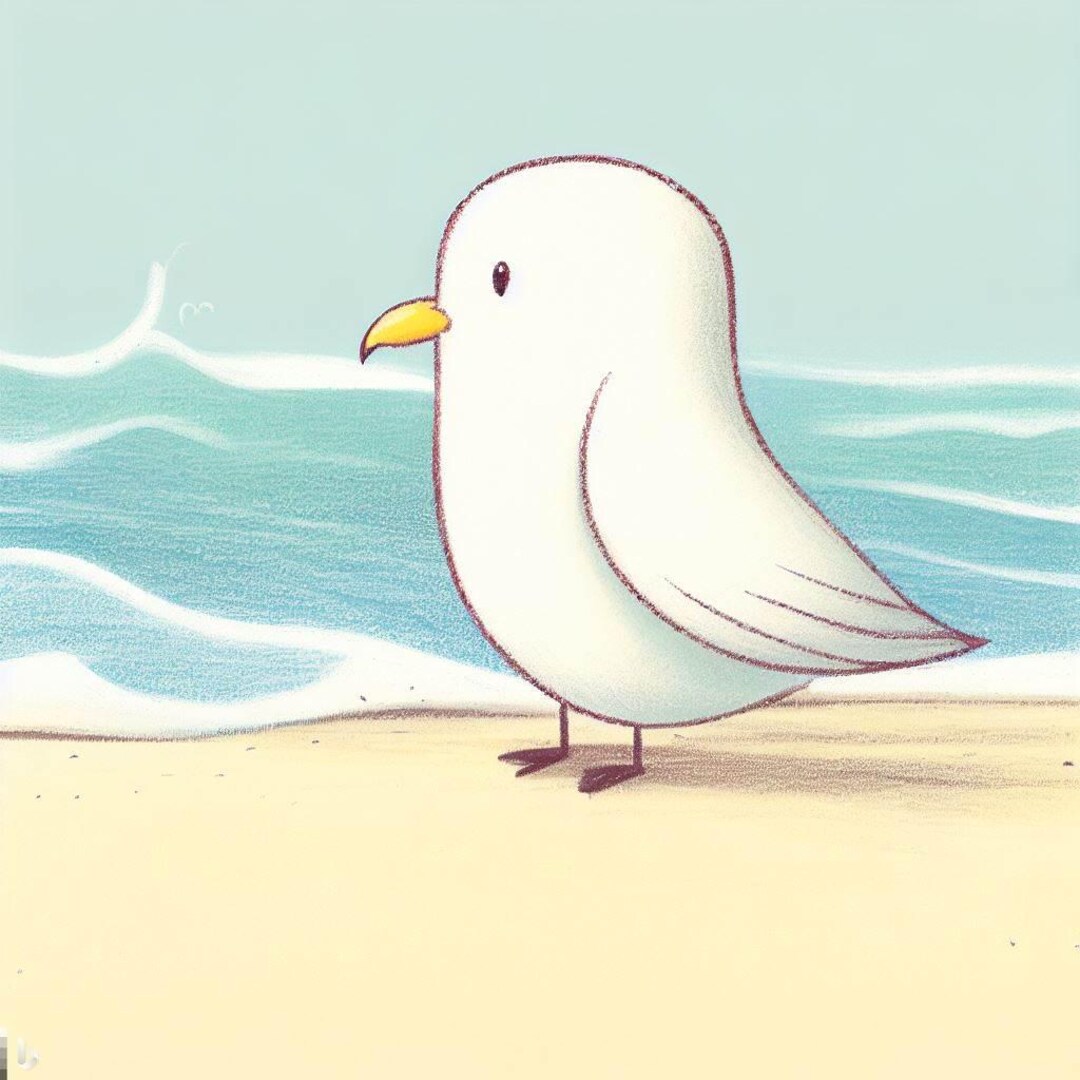 Cute Bird Digital Art Print, Adorable Animal Illustration, Nursery Wall ...