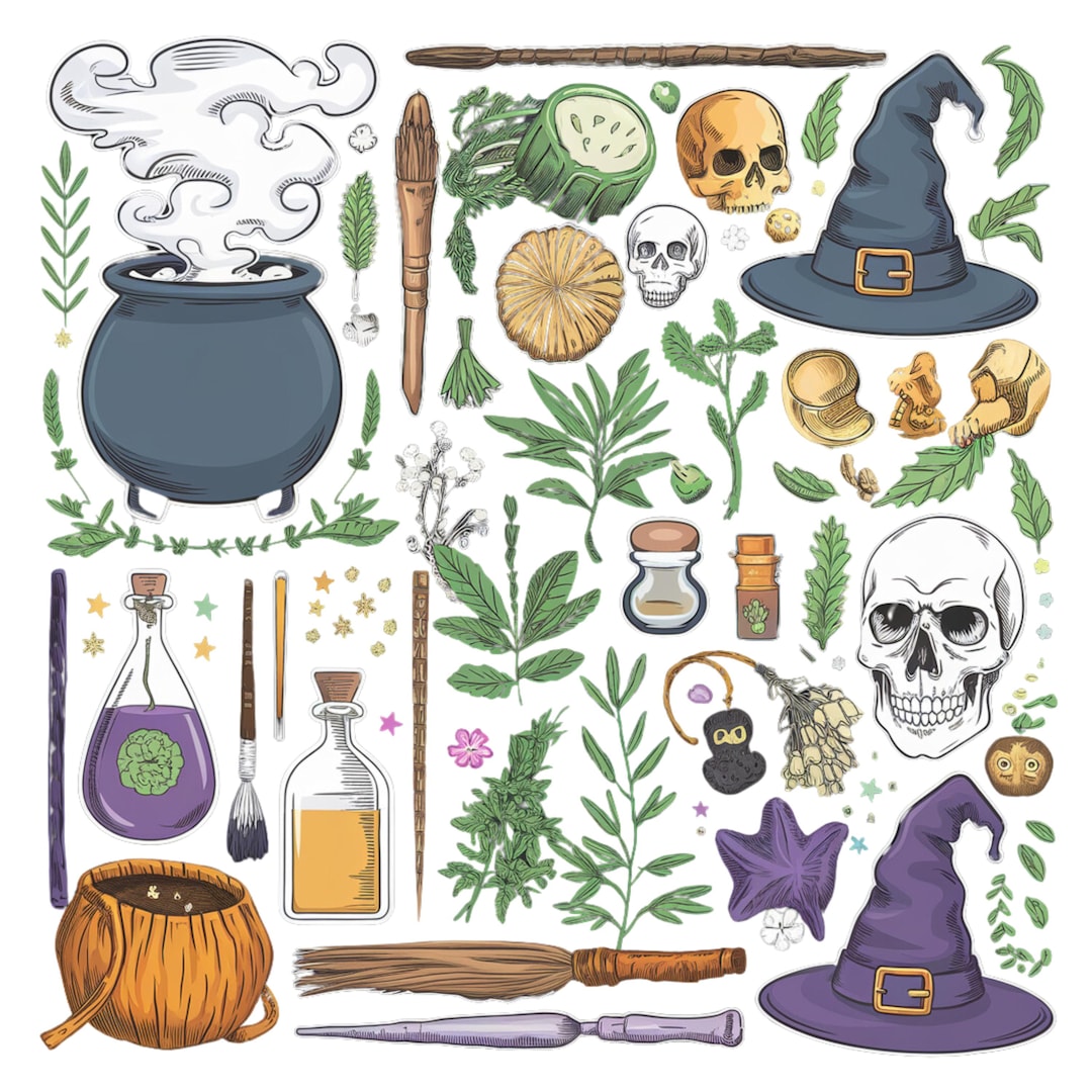 Witchcraft Supplies Clip Art, Digital Download, Magic Potions, Witch ...