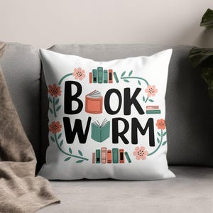 Bookworm Digital Download, Floral Bookworm Wall Art, Cute Printable ...