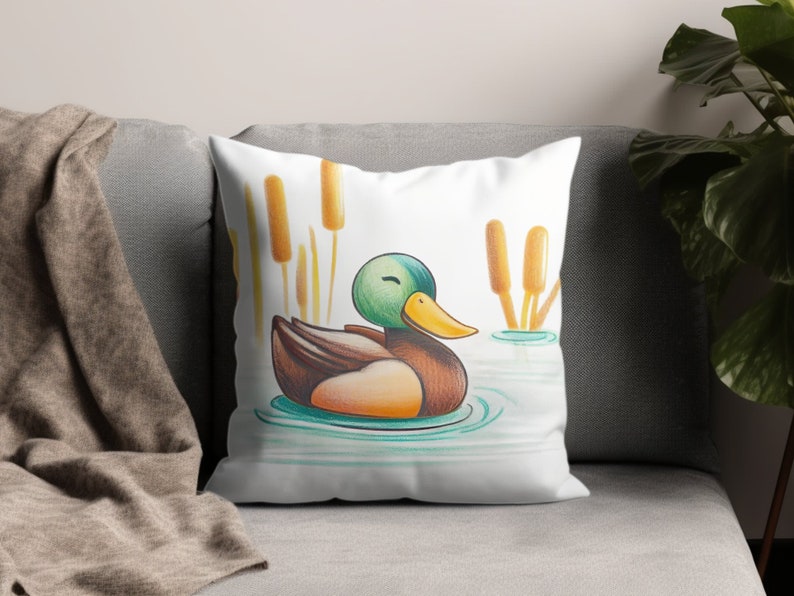 Adorable Floating Duck Digital Art Print, Cute Duck Illustration for ...