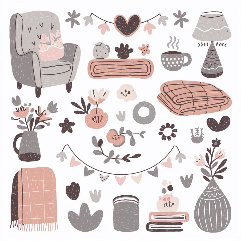 Cozy Home Digital Art Bundle, Relaxing Decor, Comforting Illustrations ...