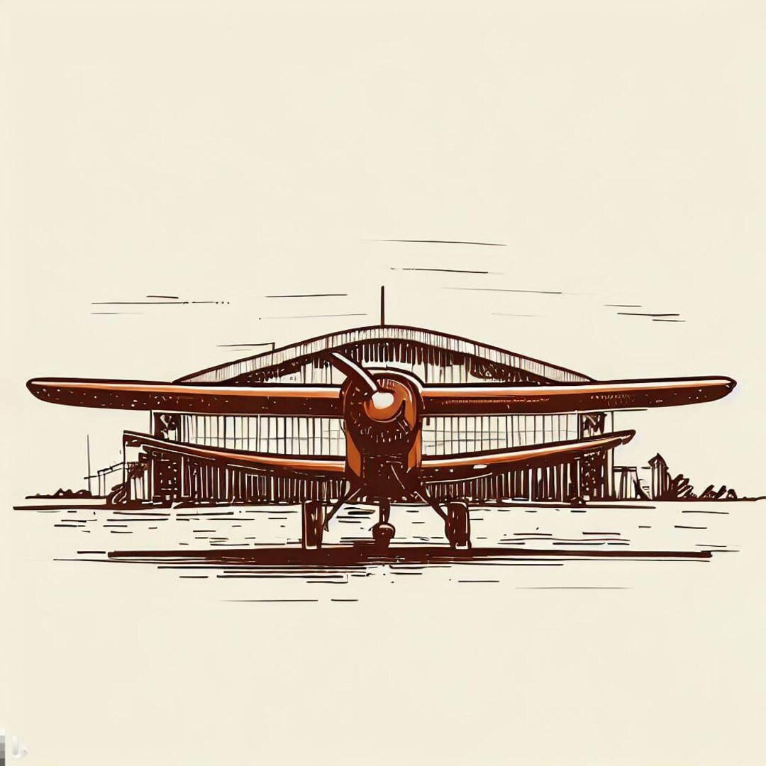 Vintage Airplane Digital Art Print, Hand Drawn Aircraft Illustration ...