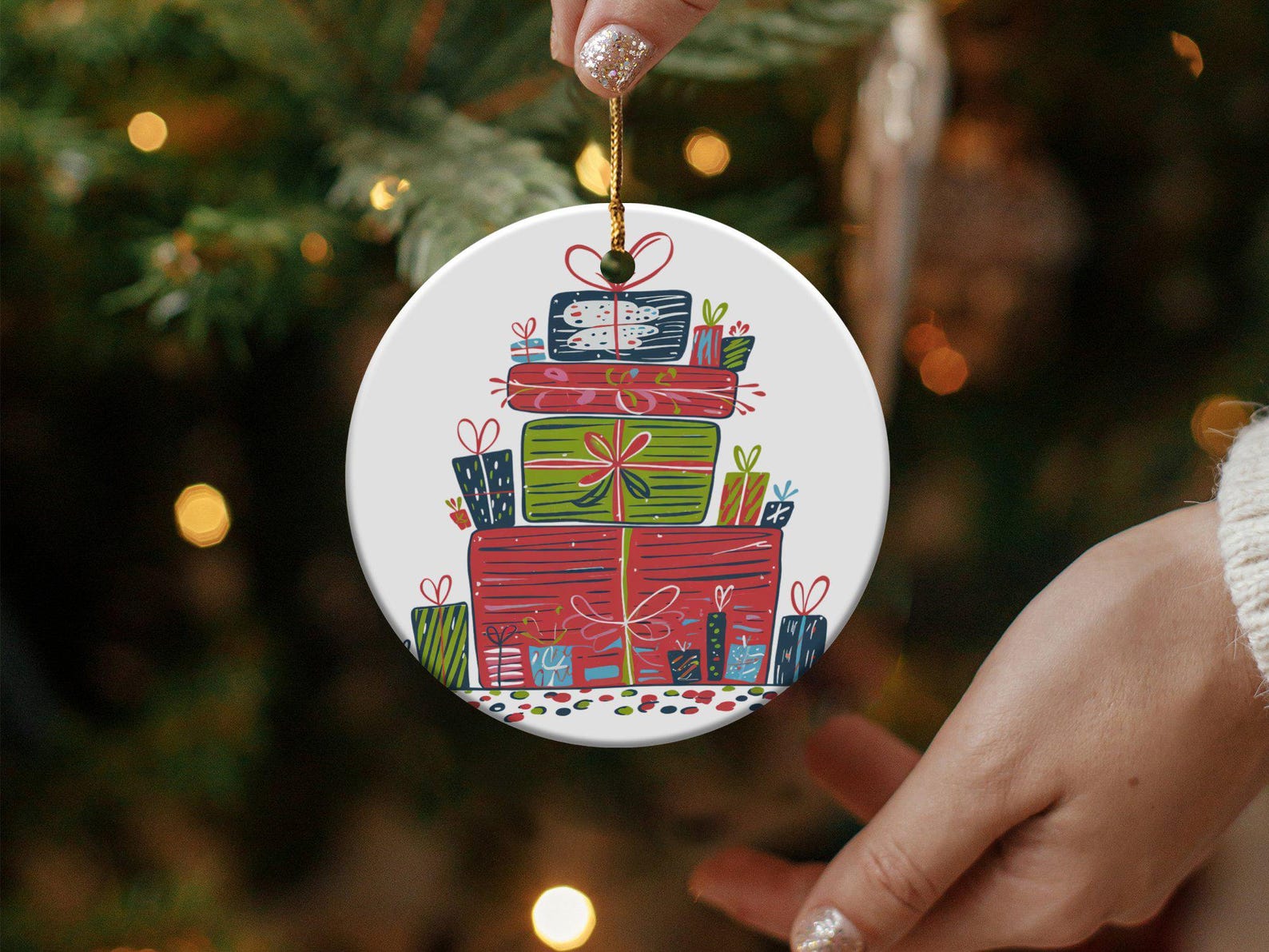 Festive Stack of Christmas Presents Printable, Holiday Gift ...