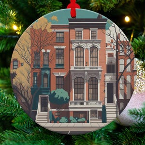 Vintage City Brownstone Digital Print Wall Art, Urban Architecture ...