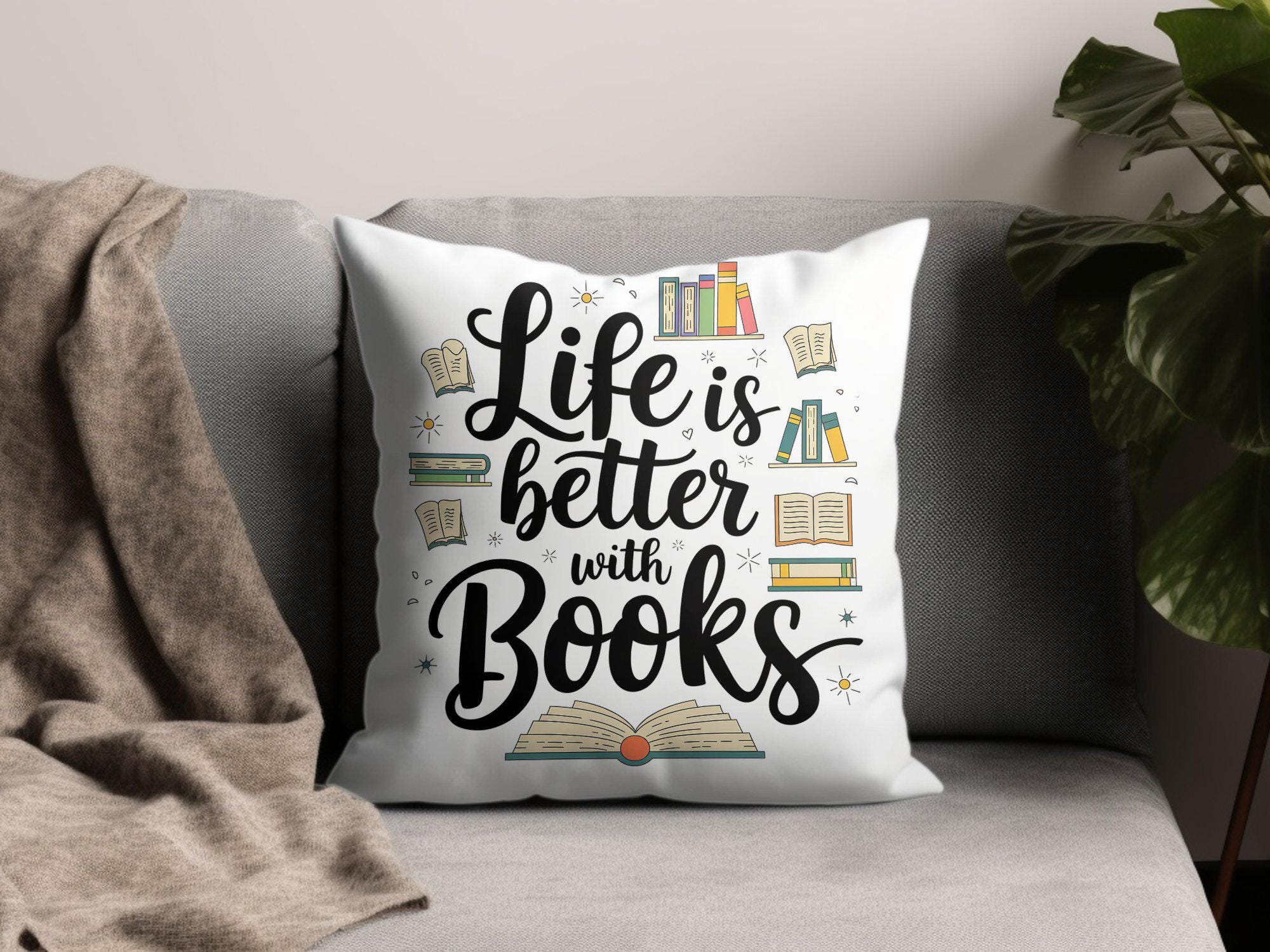 Life is Better With Books Digital Art, Printable Book Lover Wall Art ...